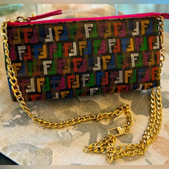 Fendi | Bags | Authentic Fendi Multi Color Monogrammed Canvas Pouch Euc ...